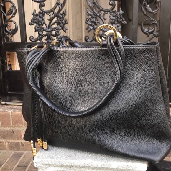 St. John | Bags | St John 2 Sided Gold Tone Hardware Black Leather ...